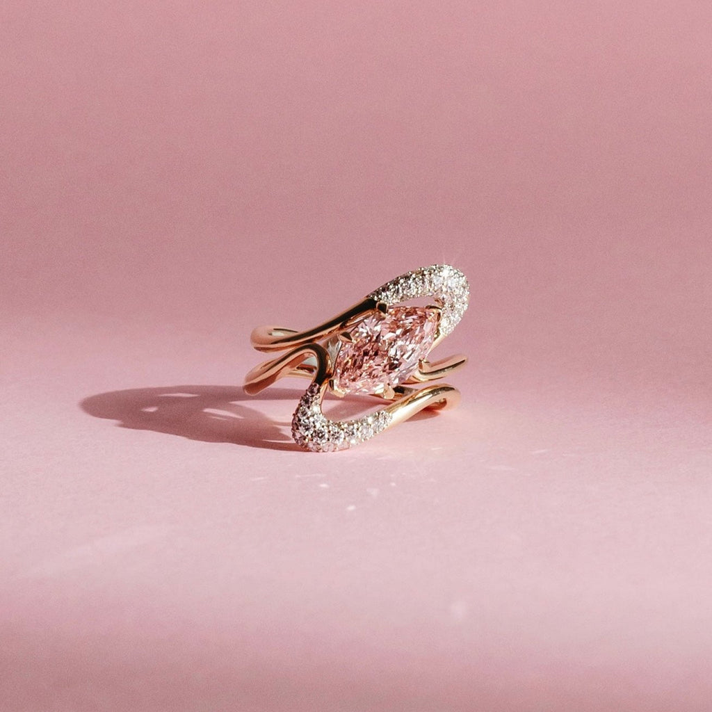 Juno Pink Marquise - Pink Marquise Diamond Engagement Ring – Grew & Co