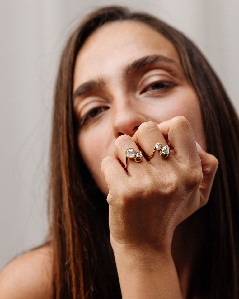 Dita Asscher - Semi Bezel Diamond Pear Engagement Ring – Grew & Co